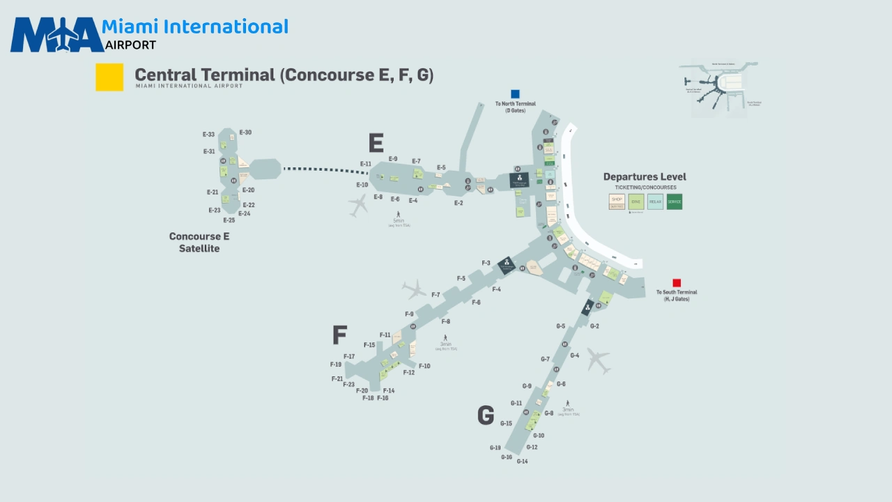 Miami International Airport (MIA) Map | MIA Terminal/Concourse Map